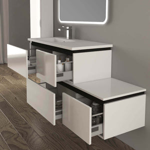 Mobile bagno sfalsato 140 cm sospeso bianco lucido Mod. Slide | Arcshop