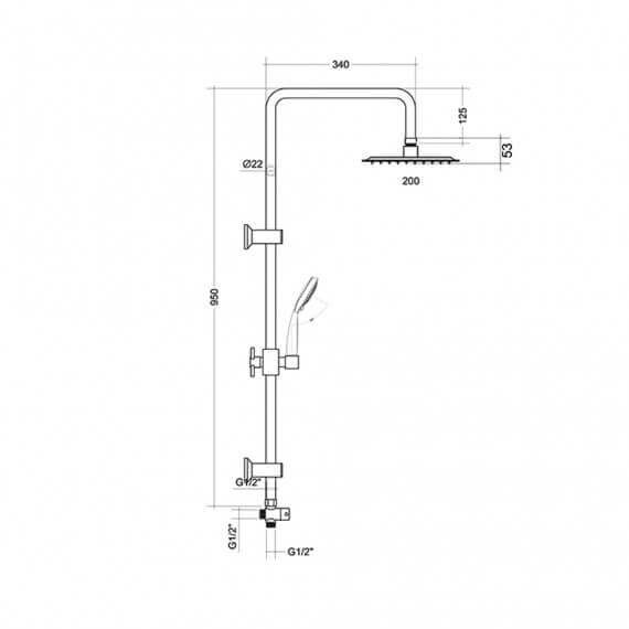 Colonna doccia con asta in acciaio e soffione in ABS Colonna Doccia In ...